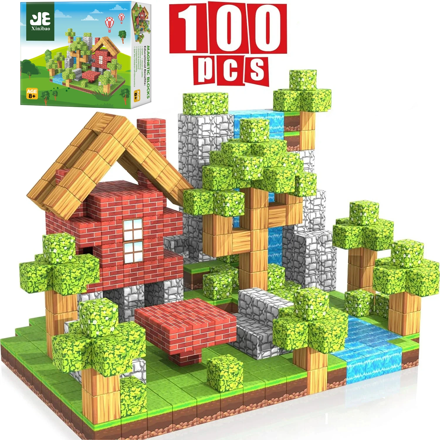 סט 100 קוביות מגנטיות צבעוניות לבניית מבנים ורחובות – משחק חינוכי ...